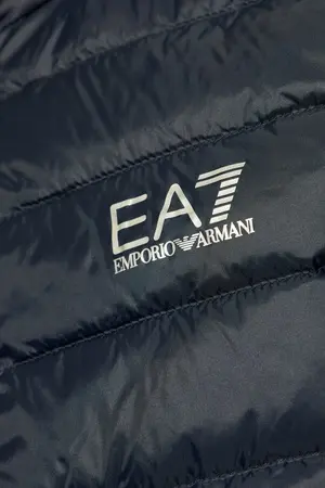 EA7 Quilted Padded Gilet With Logo Print - Blue