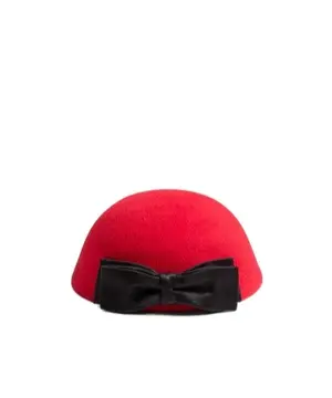 Valentino Garavani Vlogo Signature Hat In Lapin Fabric With Satin Bow - Red
