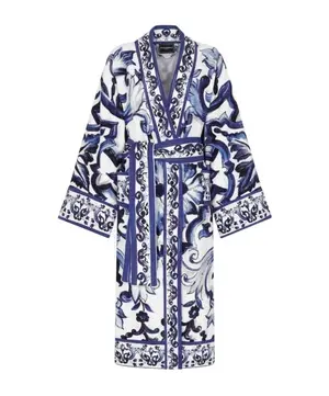Dolce & Gabbana Dolce Gabbana Terry Batch Robe - Blue
