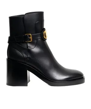 Valentino Garavani Vlogo Signature Block Heel Ankle Boots
