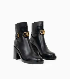 Valentino Garavani Vlogo Signature Block Heel Ankle Boots