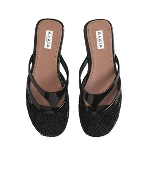 Alaïa Infradito Flat Mules - Black