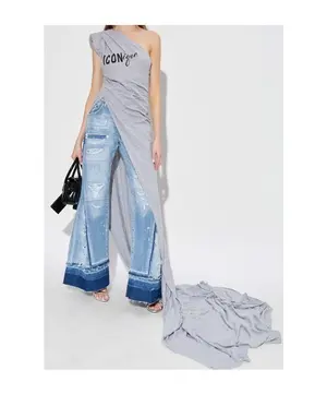 Dsquared2 Icon Printed One-shoulder Maxi Dress