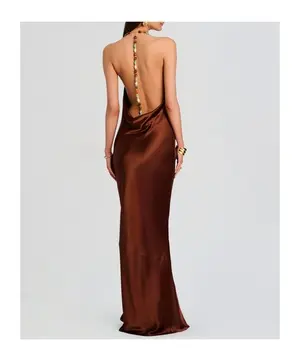 Retrofete Finley Cowl-neck Beaded-strap Maxi Dress