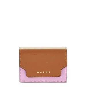 Marni Logo Printed Tri-fold Wallet - Brown