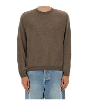 Moschino Crewneck Knitted Jumper - Brown