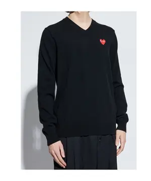 Play Comme Des Garcon Long-sleeved V-neck Sweater