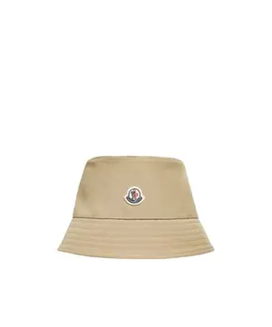 Moncler Logo Patch Bucket Hat - Light Brown