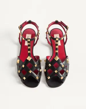 Valentino Garavani Studded Buckled Ankle Strap Sandals - Black