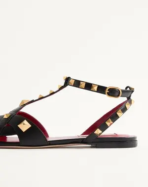 Valentino Garavani Studded Buckled Ankle Strap Sandals - Black