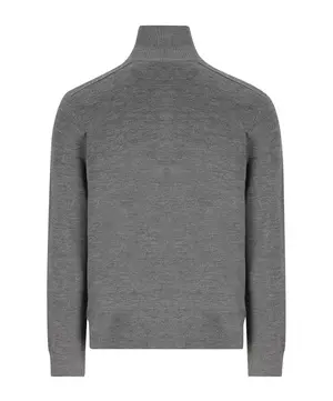 Burberry Check Trim Half-zip Jumper - Grey