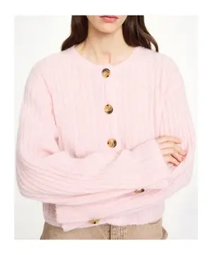 BY MALENE BIRGER Cierrou Ribbed Knit Cardigan - Pink