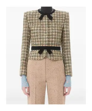 Valentino Garavani Bow Detailed Crewneck Tweed Jacket