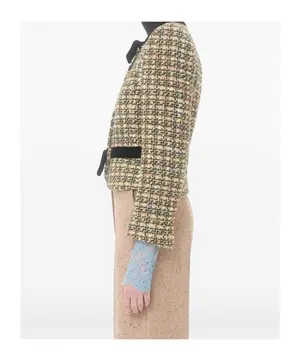 Valentino Garavani Bow Detailed Crewneck Tweed Jacket