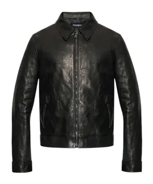 Dolce & Gabbana Leather Zip-up Jacket - Black