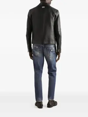 Dolce & Gabbana Leather Zip-up Jacket - Black