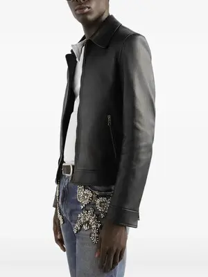 Dolce & Gabbana Leather Zip-up Jacket - Black