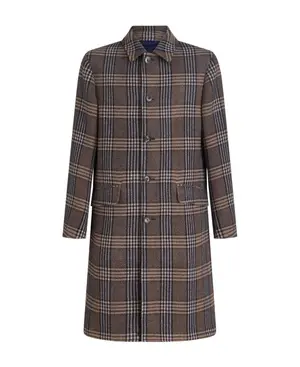 Men's Navy Checked Coats