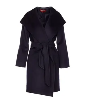 Max Mara Belted Coat With Lapel Collar - Blue