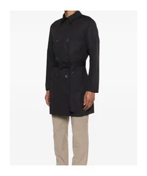 Herno Double-breasted Belted Coat - Black
