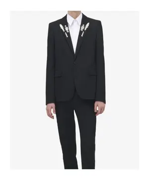 Alexander McQueen Embellished Mirror Embroidered Single-breasted Jacket