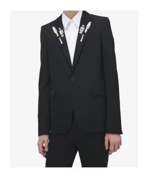 Alexander McQueen Embellished Mirror Embroidered Single-breasted Jacket