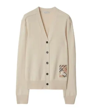 Burberry Logo Patch Knitted Cardigan - Nutmeg