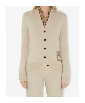 Burberry Logo Patch Knitted Cardigan - Nutmeg