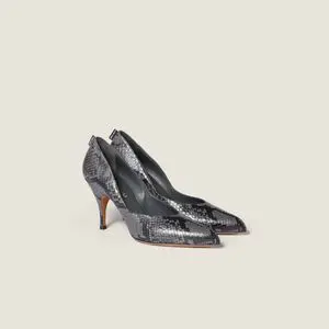 Miu Miu Python-print Ayers Leather Stiletto Pumps - Slate Gray