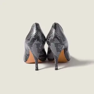 Miu Miu Python-print Ayers Leather Stiletto Pumps - Slate Gray