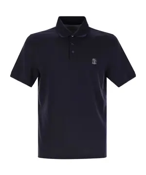 Brunello Cucinelli Logo Detailed Short-sleeved Polo Shirt - Black