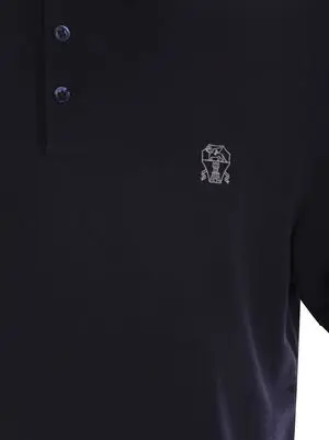 Brunello Cucinelli Logo Detailed Short-sleeved Polo Shirt - Black