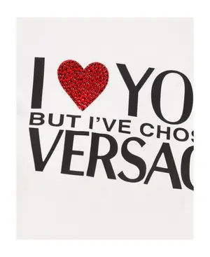 Versace Crystal Heart Slogan T-shirt