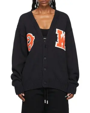 Off-White Logo V-neck Cardigan - Black