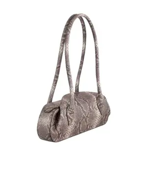 Yuzefi Oyster Mini Shoulder Bag In Embossed Snake Cowhide Leather - Gray