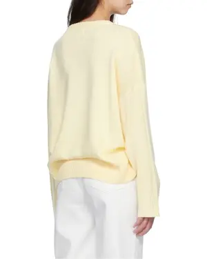 Loulou De Saison Anton Oversized Embroidered Cashmere Sweater - Pastel Yellow