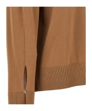 Stella McCartney Iconic Crewneck Long-sleeved Jumper With Gold Metal Detail - Brown