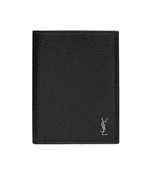Saint Laurent Tiny Cassandre Credit Card Wallet - Black