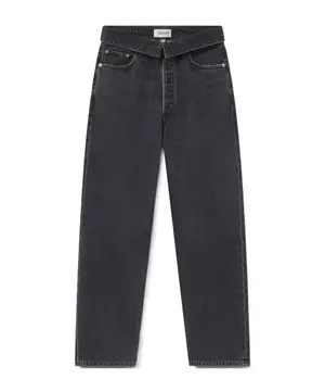 AGOLDE Wide-leg Jeans With Rolled Waistband - Black