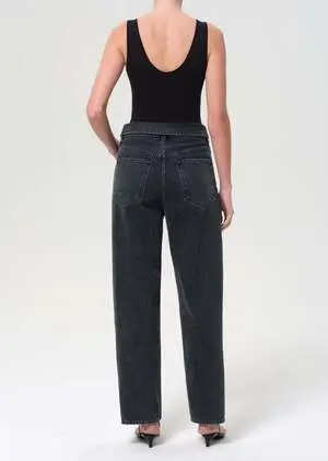 AGOLDE Wide-leg Jeans With Rolled Waistband - Black