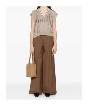 Brunello Cucinelli Pleated Wide-leg Trousers - Coffee Color