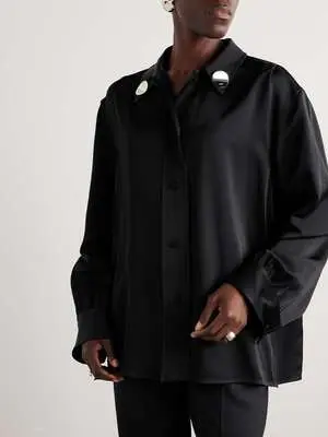 JIL SANDER Long-sleeved Satin Shirt With Metal Clips