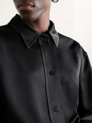 JIL SANDER Long-sleeved Satin Shirt With Metal Clips