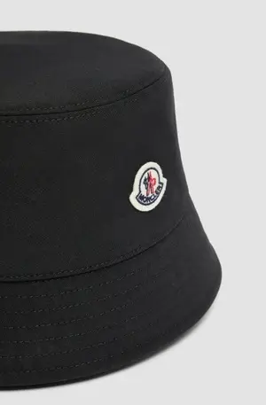Moncler Logo Patch Bucket Hat - Black