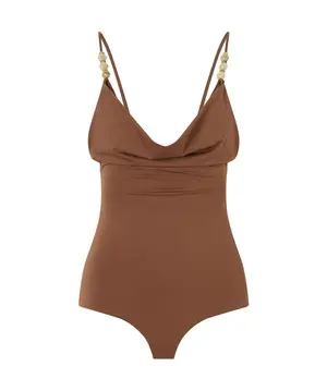 Magda Butrym Embellished One Piece Swimsuit - Brown