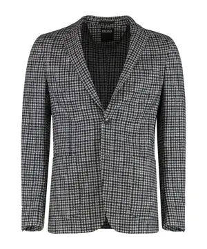 Zegna Checked Tailored Blazer - Black