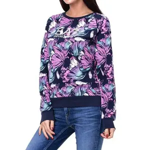 EA7 Multicolor Floral Print Round Neck Sweater