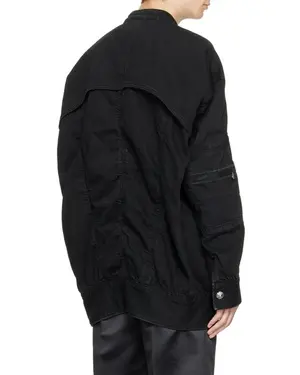 We11Done Logo Zippered Denim Jacket
