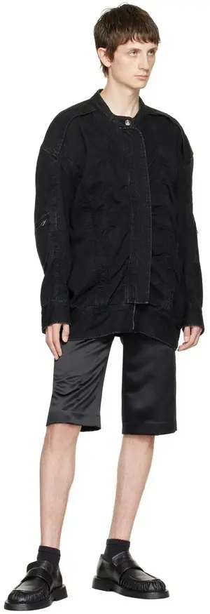 We11Done Logo Zippered Denim Jacket