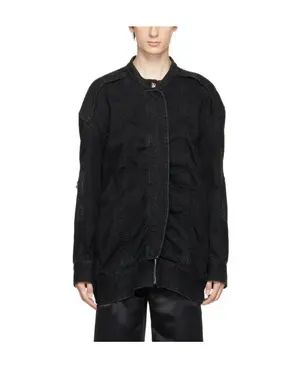 We11Done Logo Zippered Denim Jacket